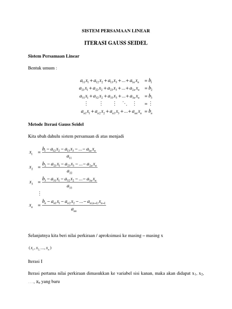 Iterasi Gauss Seidel | PDF