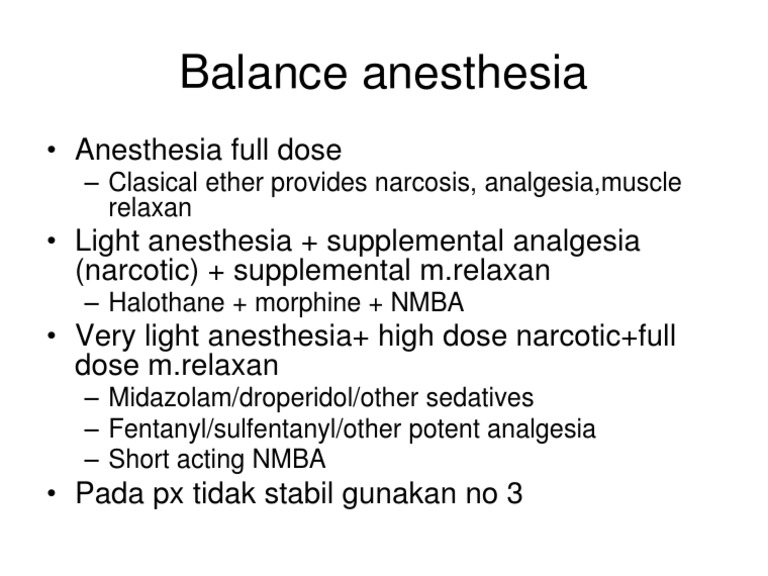 Balance Anesthesia | PDF