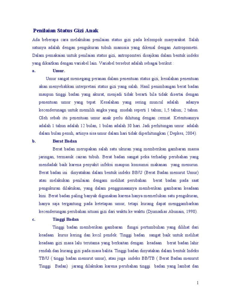 Interpretasi Z-Score Dan Status Gizi | PDF