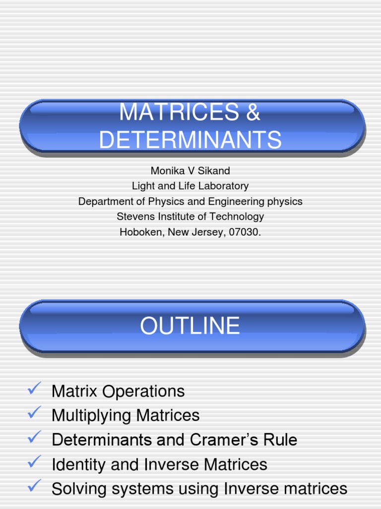 Matrices Determinants MS | PDF | Matrix (Mathematics) | Determinant