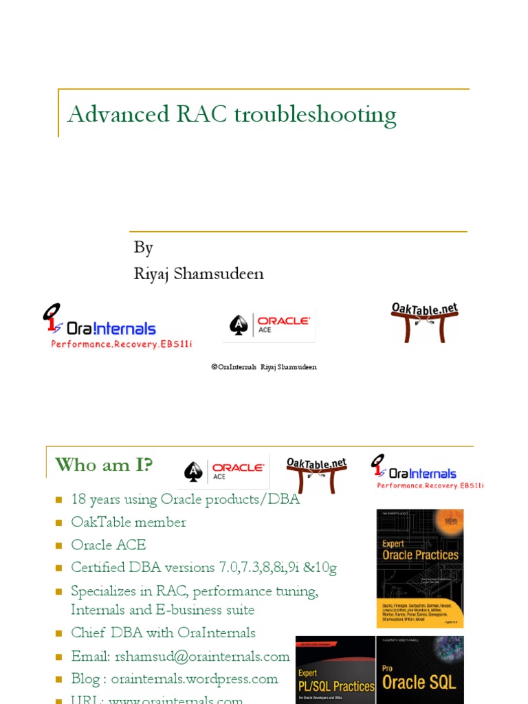 Advanced RAC Troubleshooting | PDF | Database Index | Oracle Database Advanced RAC Troubleshooting | PDF | Database Index | Oracle Database