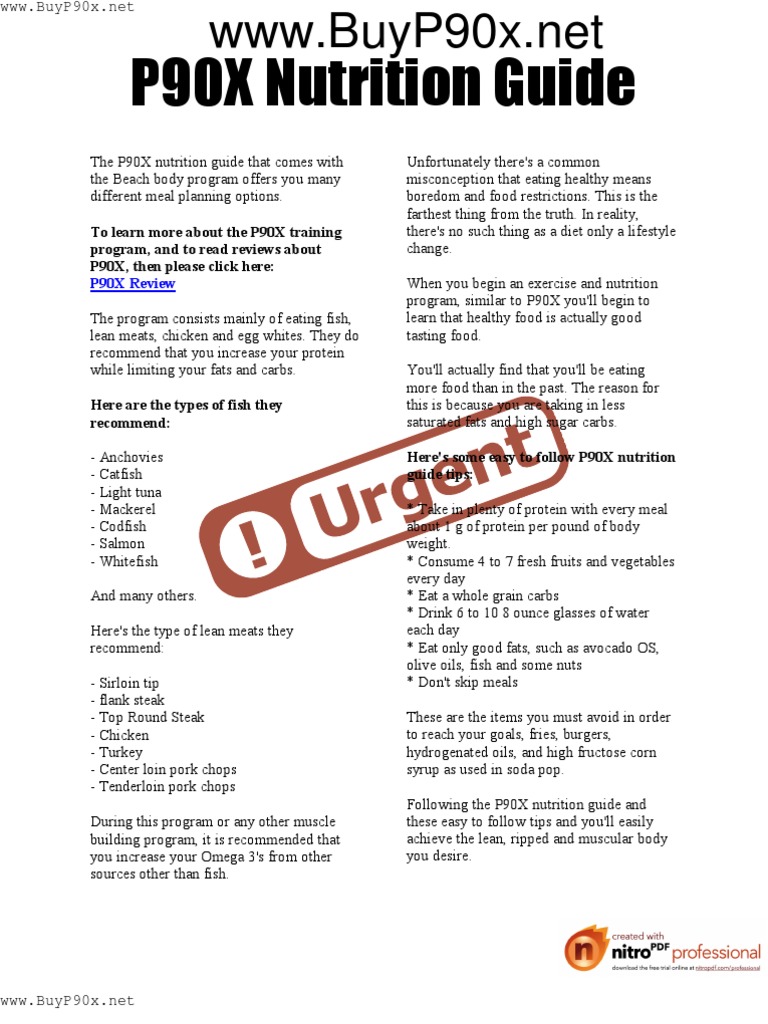 P90x Nutrition Plan Printable Forms - Printable Forms Free Online