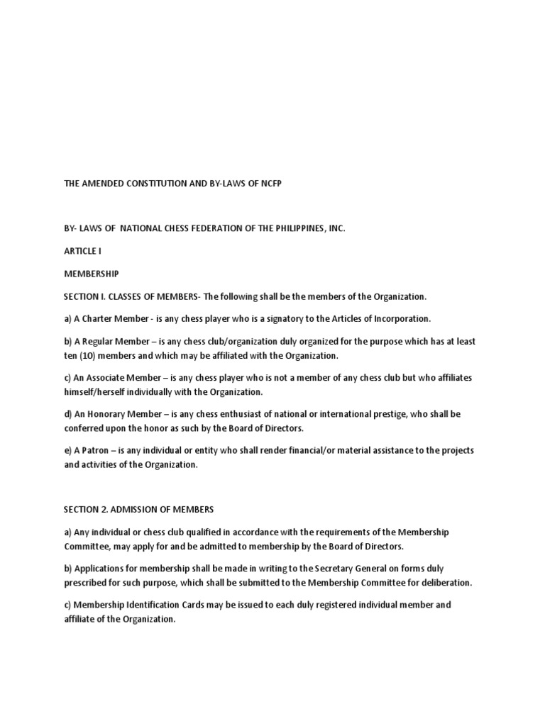 The Amended Constitution and by Chess | Download Free PDF | Quorum ...