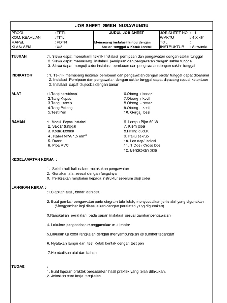 Job Sheet 1 | PDF