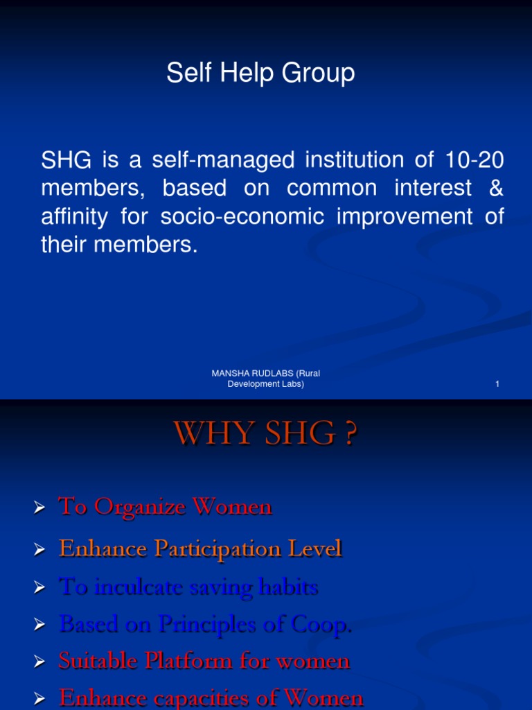 SHG Concept | PDF | Loans | Cooperative