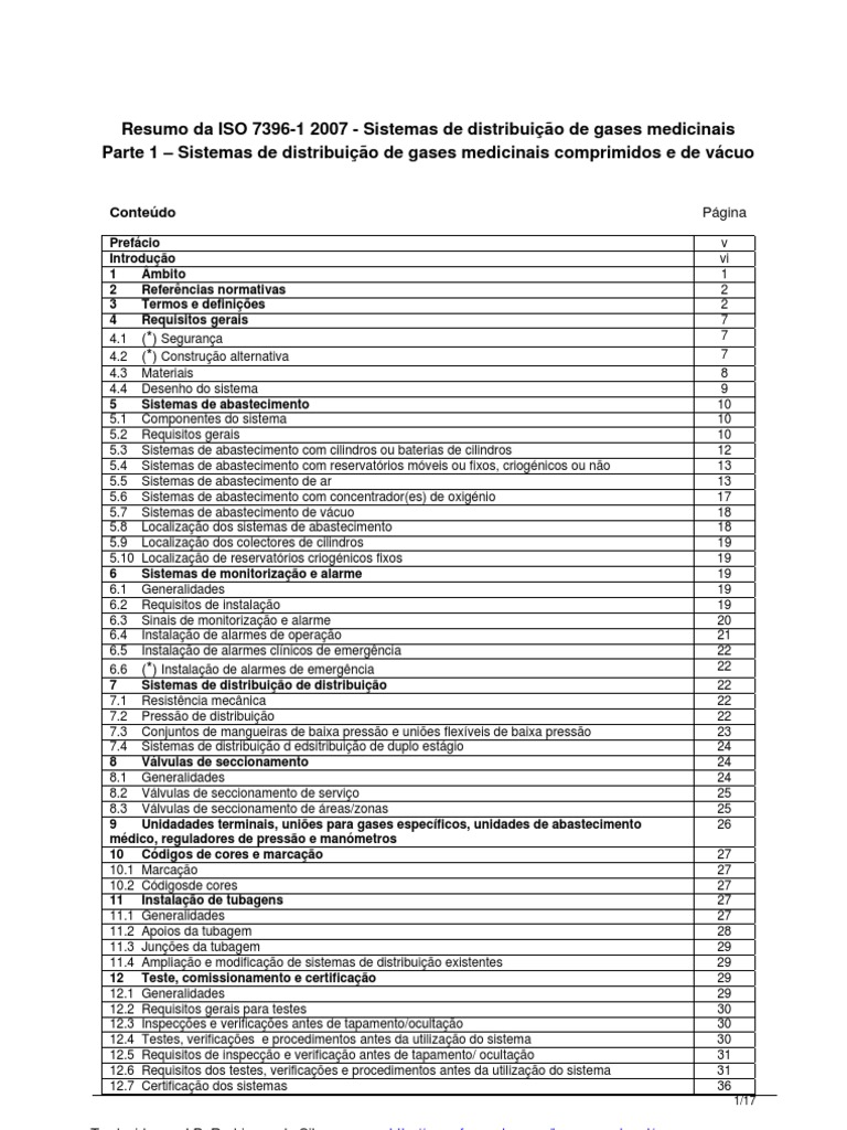 Resumo ISO-7396-1-Sistemas Distribuicao Gases Medicinais | Download ...