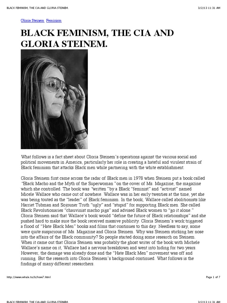 Black Feminism, The CIA and Gloria Steinem. | PDF | Black Feminism ...