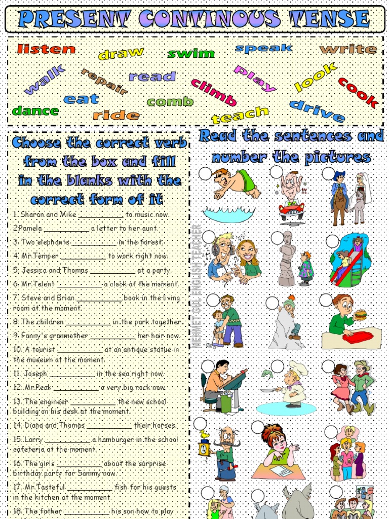 Present Continuous Tense Worksheet 2 | PDF