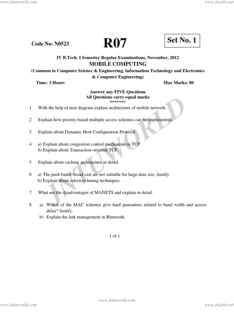 Mobile Computing Exam Questions 2012 | PDF | Transmission Control ...