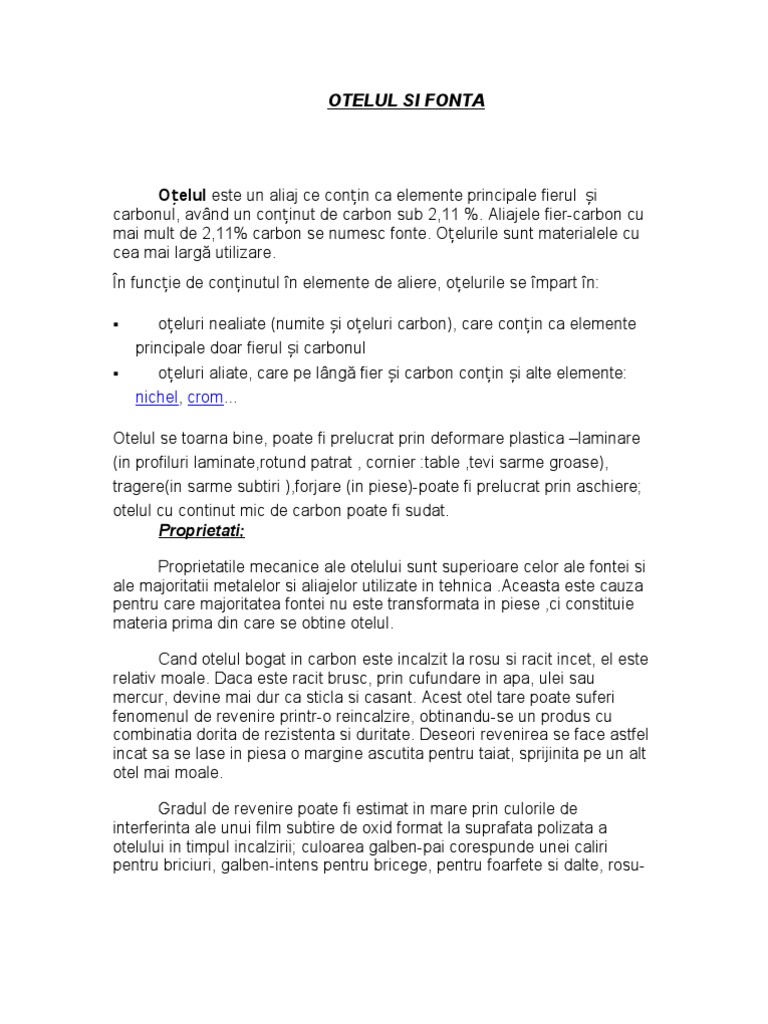 Totul Despre Otel Si Fonta | PDF