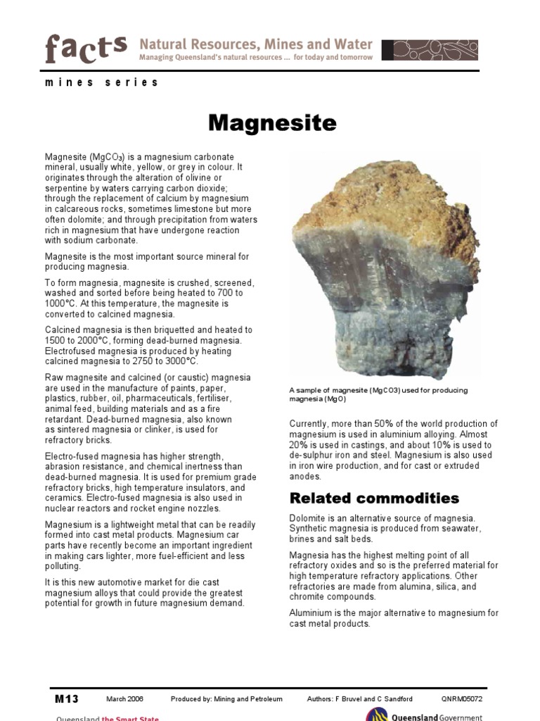 Magnesite | PDF | Magnesium | Refractory