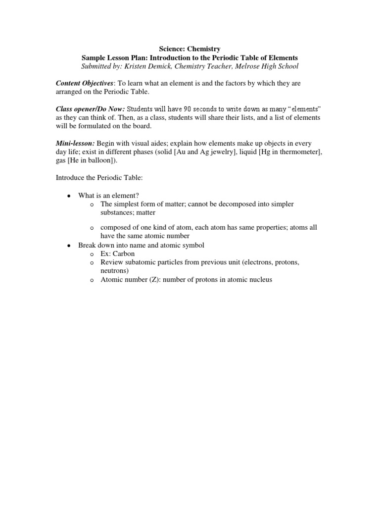 Introduction to the Periodic Table | PDF | Chemical Elements | Atoms