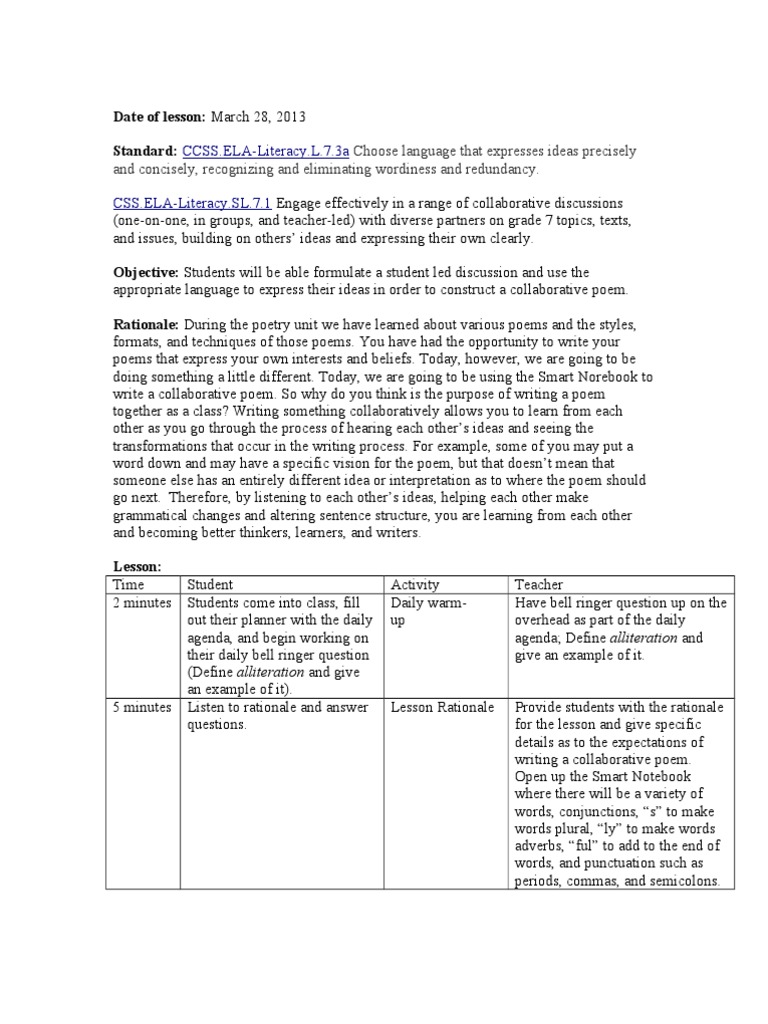 Collaborative Poem Writing | PDF | Poetry | Conversation