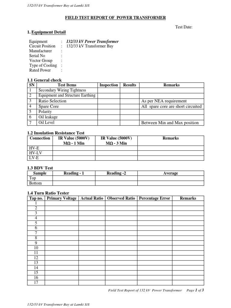 132 Testing - Power Transformer | PDF