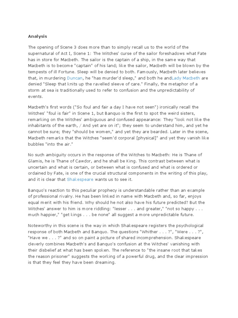 Macbeth's Confusion and the Witches' Prophecies | PDF | Macbeth