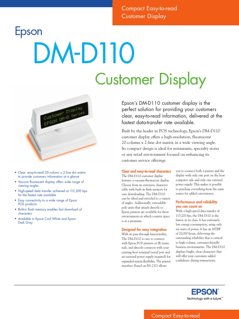 Customer Display: Epson | PDF | Printer (Computing) | Retail
