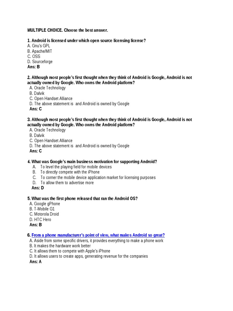 Final Exam In Android Programming Pdf Android Operating System Java Programming Language