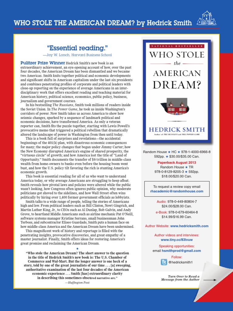 WHO STOLE THE AMERICAN DREAM? (Random House, 2012) Academic Flyer | PDF ...