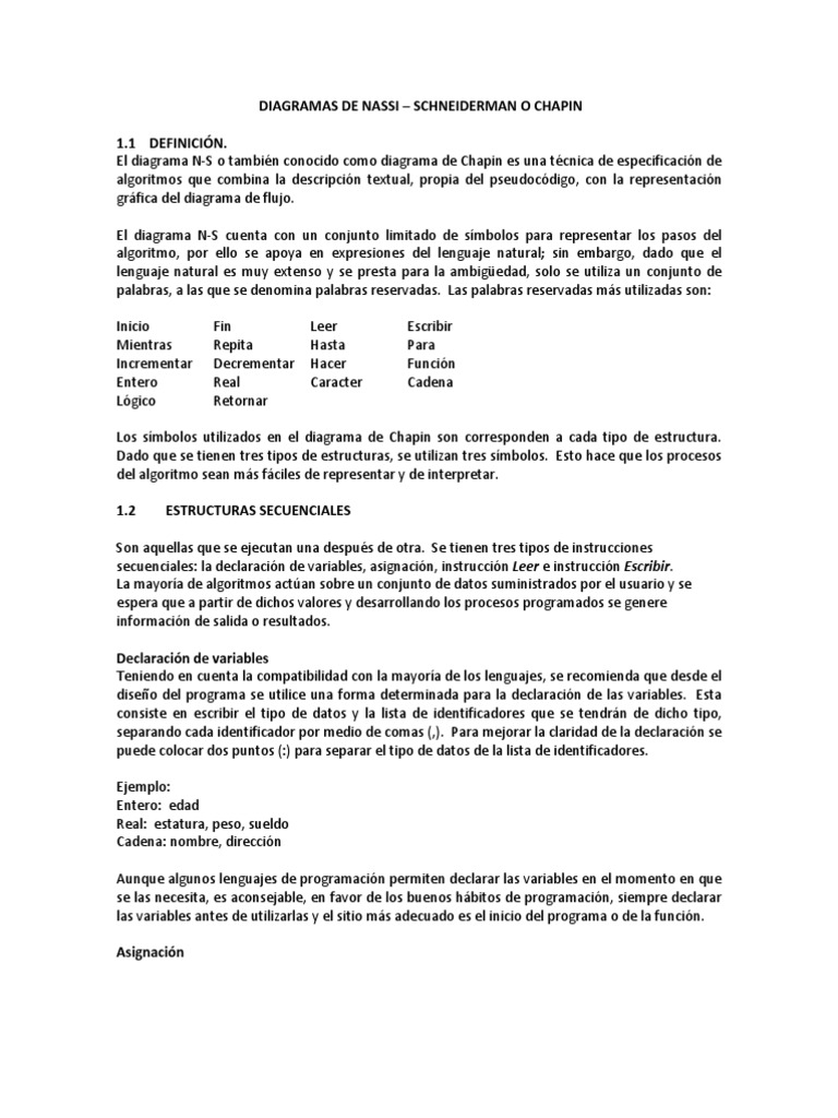 Diagramas Nassi - E | PDF | Algoritmos | Variable (informática)