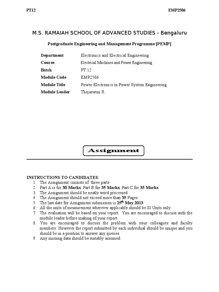 Power Electronics Assignment Guide | PDF