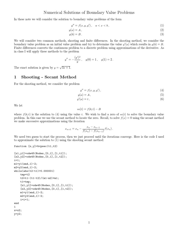 Shooting Method 5 Numerical Analysis Mathematical Analysis