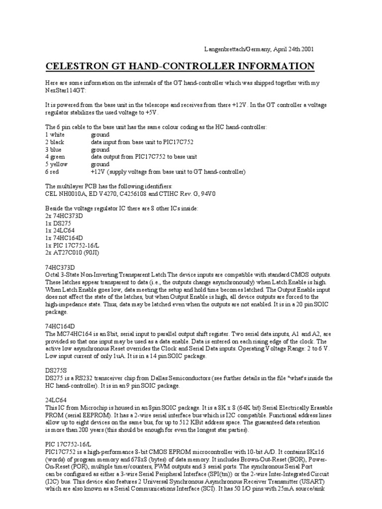 Celestron GT Hand-Controller Details | PDF | Microcontroller ...