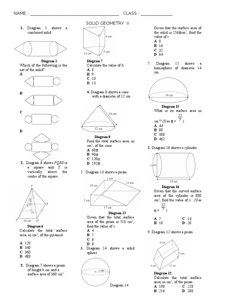 Solid Geometry Form 2 | PDF