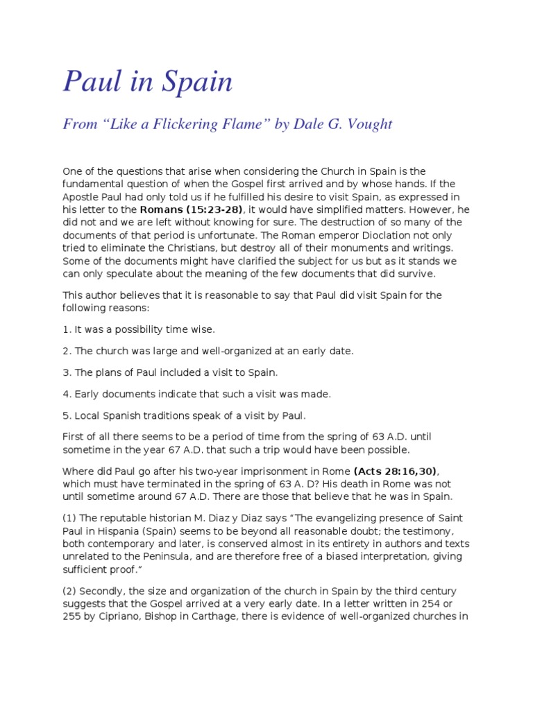 The Apostle Paul in Spain | PDF | Epistle To The Romans | Paul The Apostle