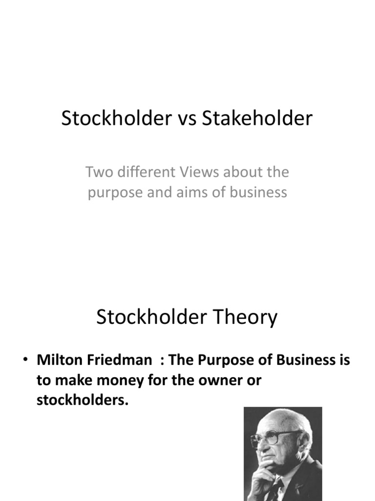 Stockholder Vs Stakeholder | PDF