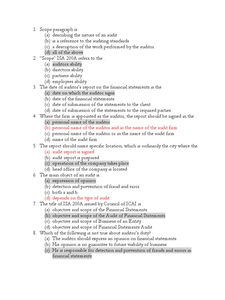 Auditing First 50 Question Chapter 1 | PDF | Financial Audit | Auditor ...