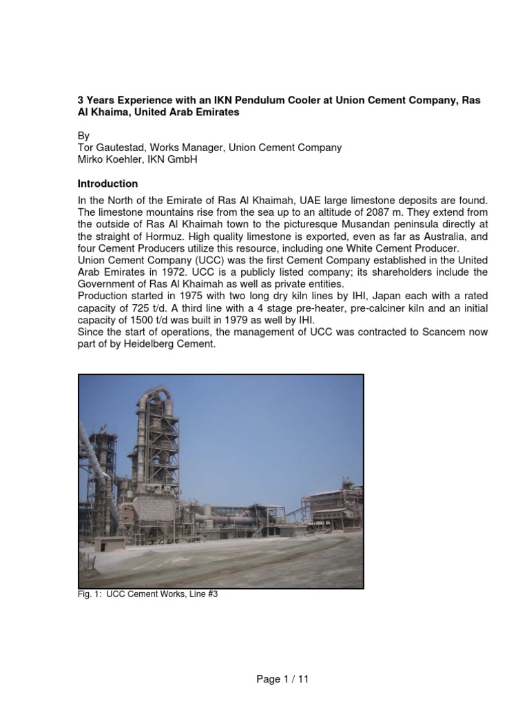IKN Pendulum Cooler at UCC: 3-Year Review | PDF | Pump | Cement