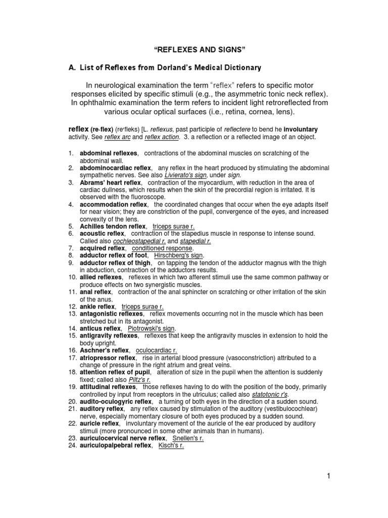 Reflexes and Signs | PDF | Anatomical Terms Of Motion | Human Eye