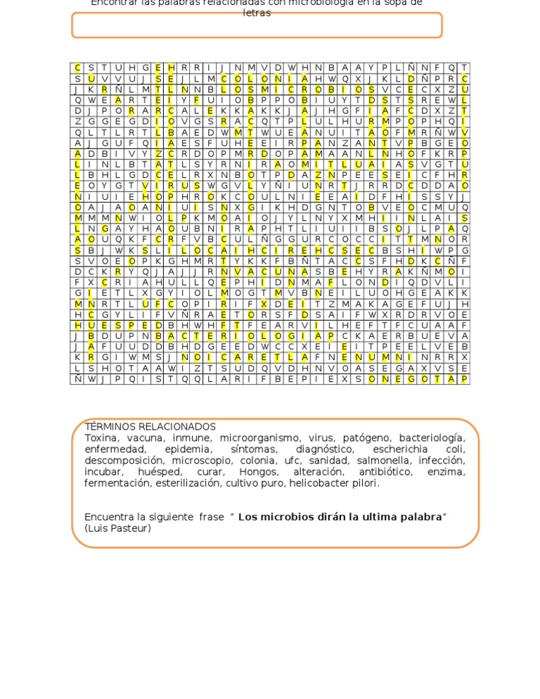 Sopa de Letras Microbiología | PDF