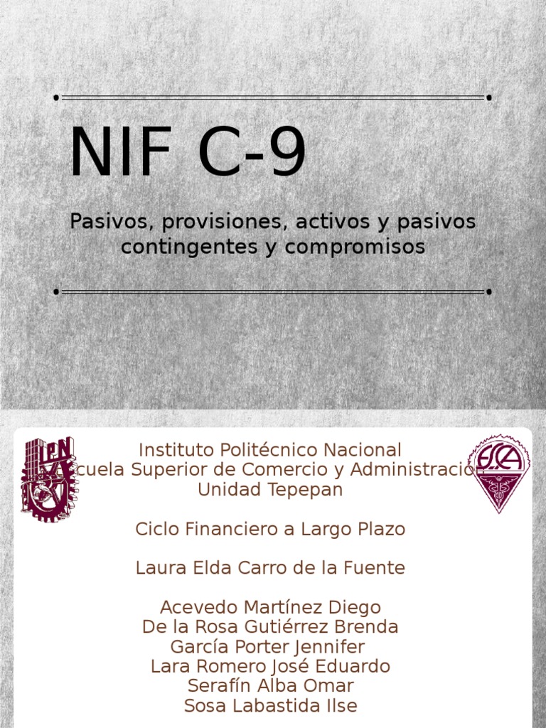 Nif C-9 | PDF | Hoja de balance | Compartir (Finanzas)