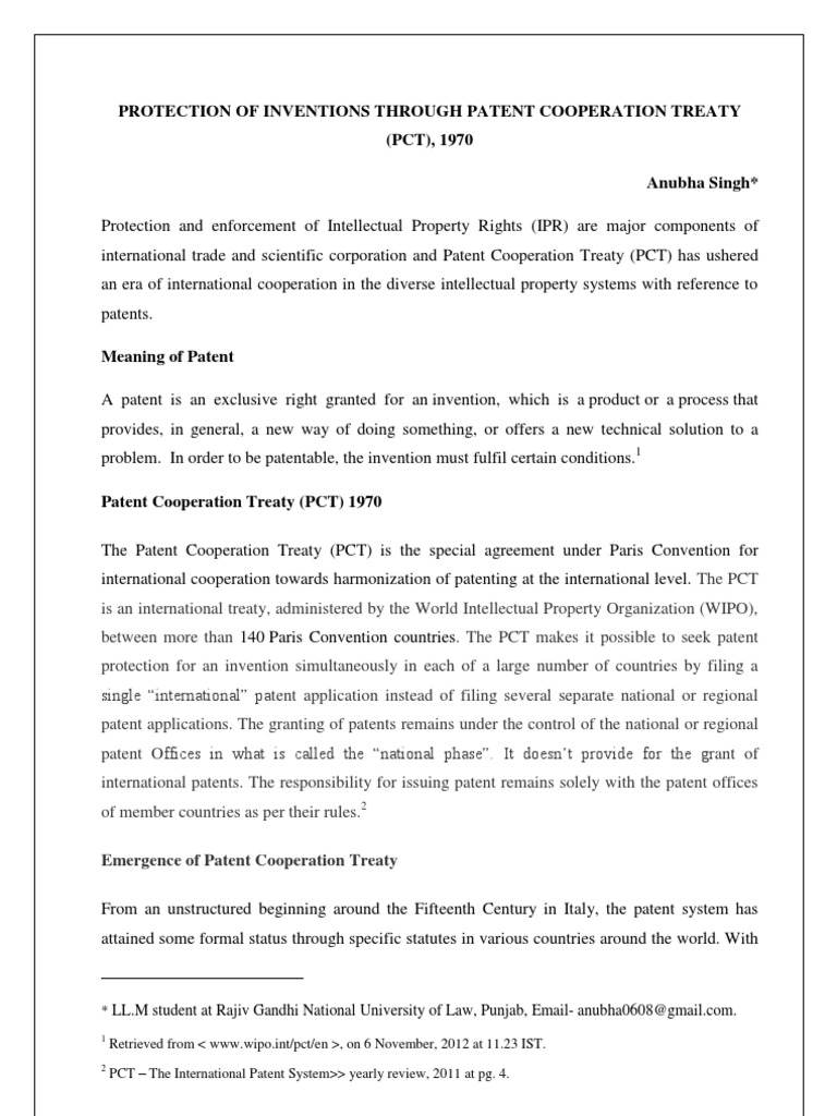 Patent Cooperation Treaty | PDF | Patent Application | Patent