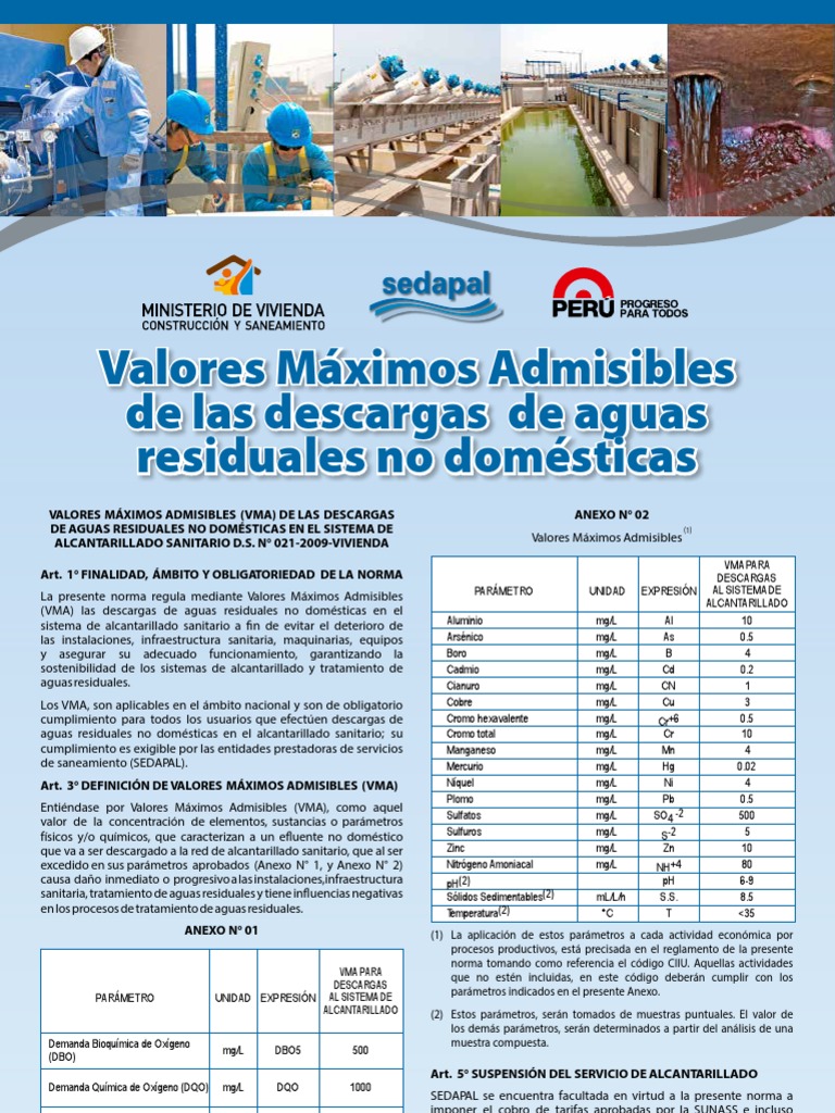 Resumen de Normatividad VMA-Diptico | Aguas residuales | Saneamiento ...