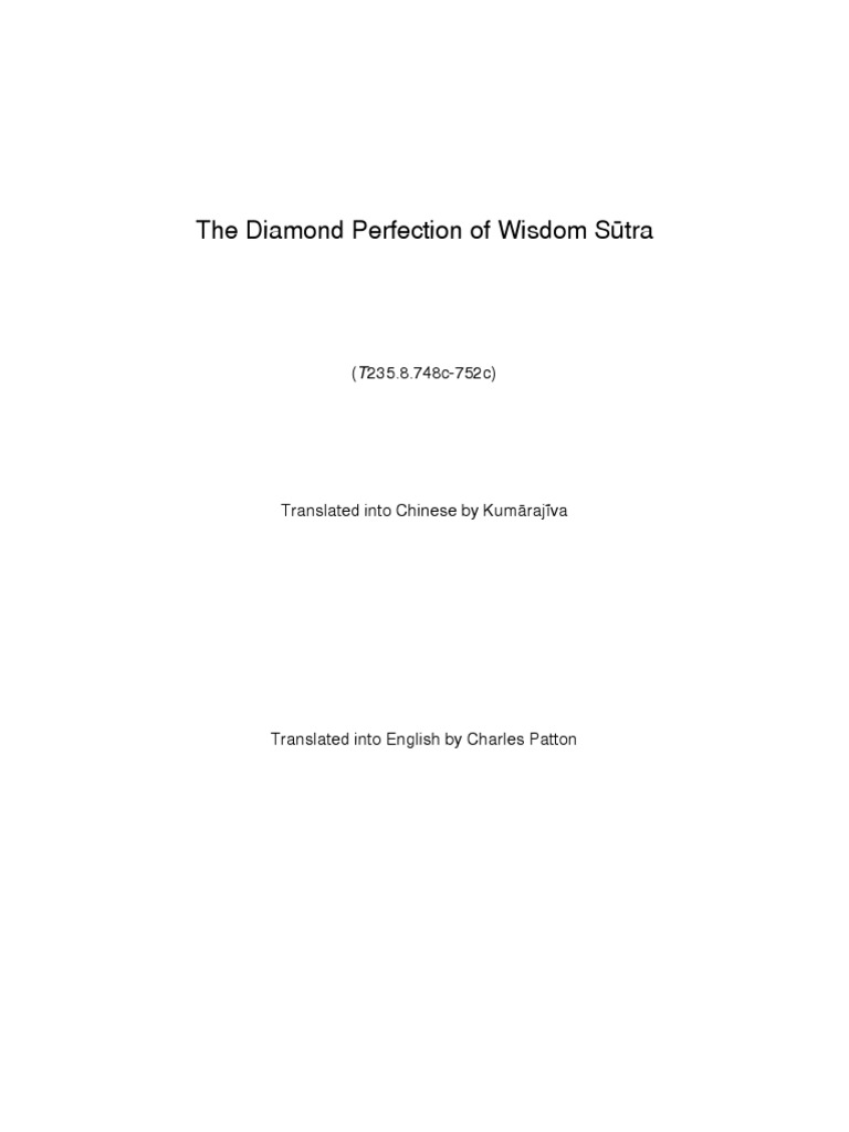 The Diamond Perfection of Wisdom Sutra | PDF | Bodhisattva | Gautama Buddha