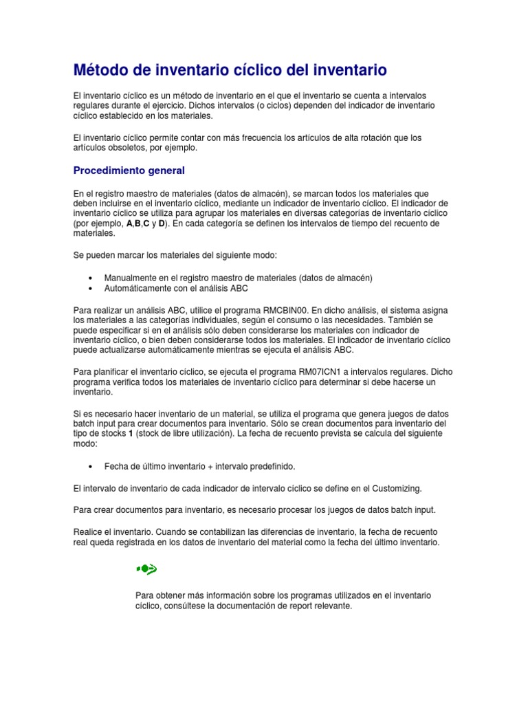 Método de inventario cíclico del inventario | PDF | Inventario | Informática