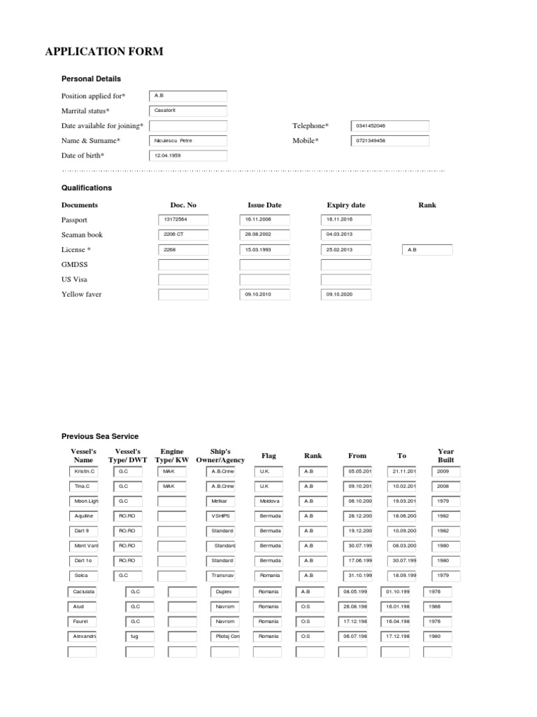 Application Form: Personal Details | PDF