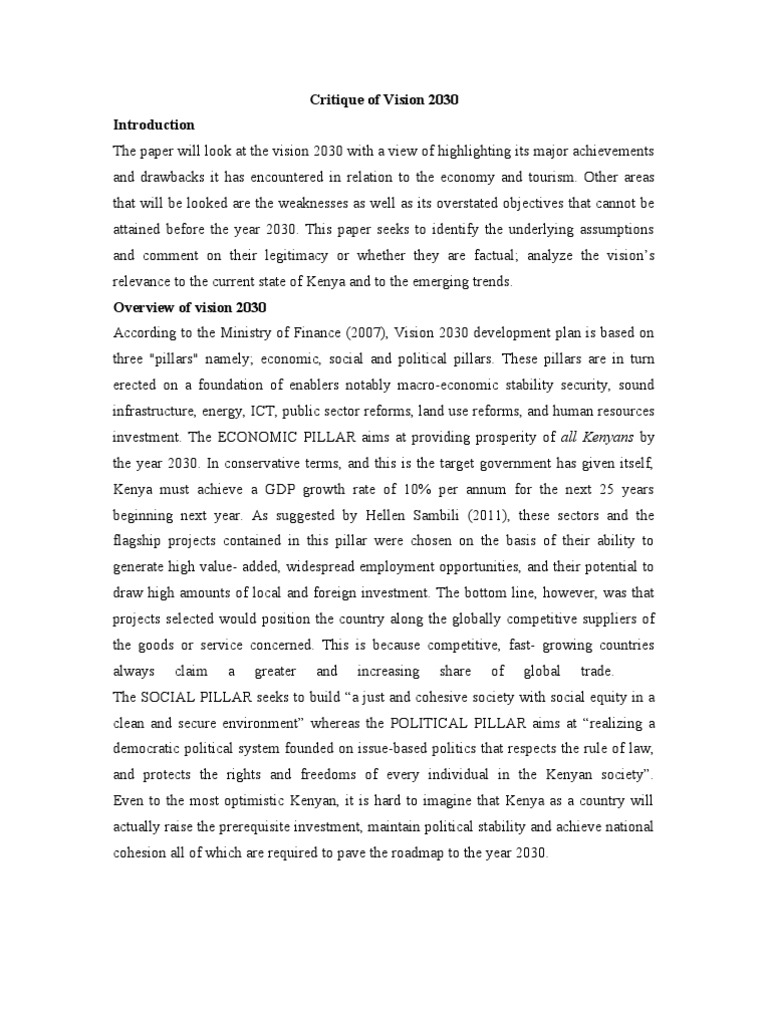 Vision 2030 | PDF | Tourism | Economic Growth