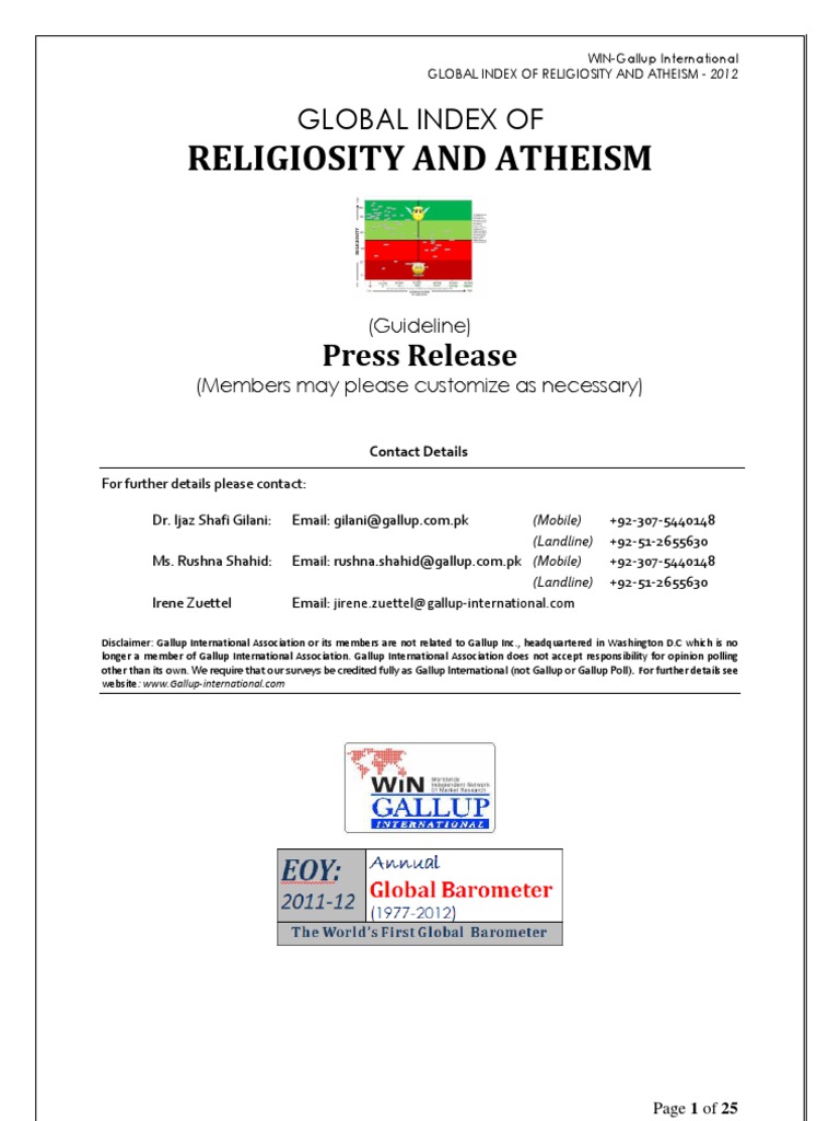 Win-Gallup International Global Index of Religiosity and Atheism-2012 ...