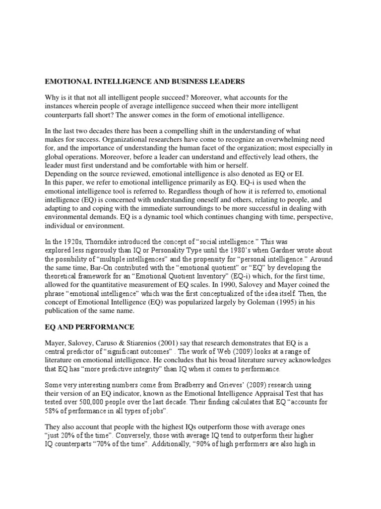 Emotional Intelligence Summary | PDF | Emotional Intelligence ...