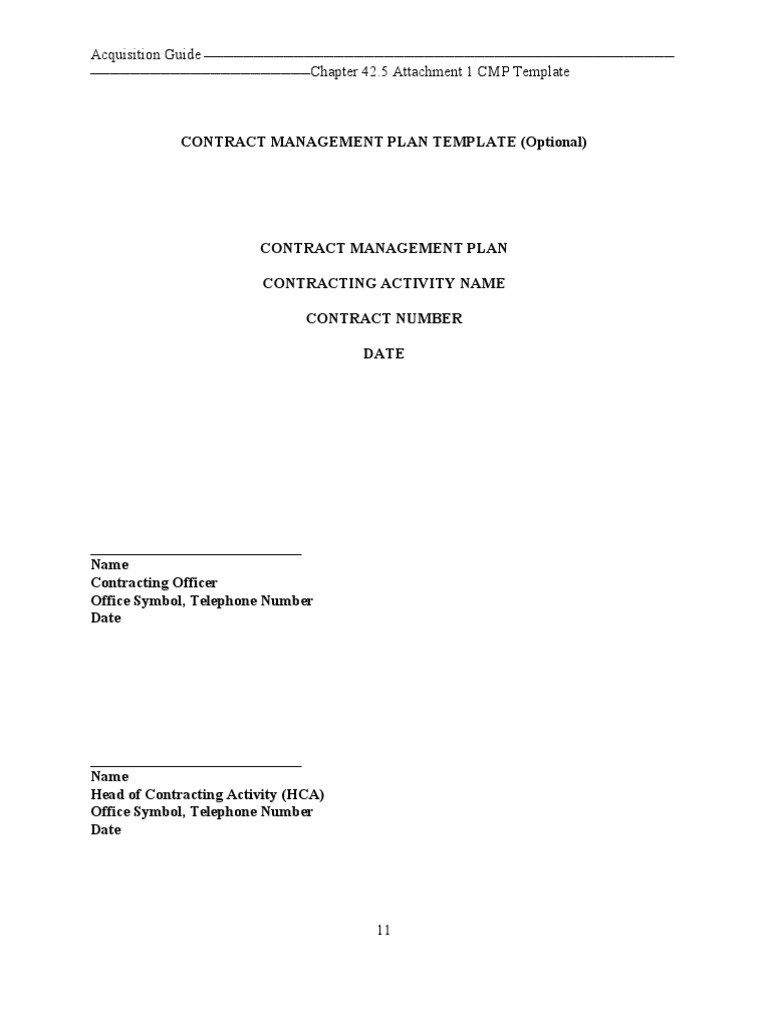Acquisition Guide Chapter 42.5 Attachment 1 CMP Template | PDF | Risk ...