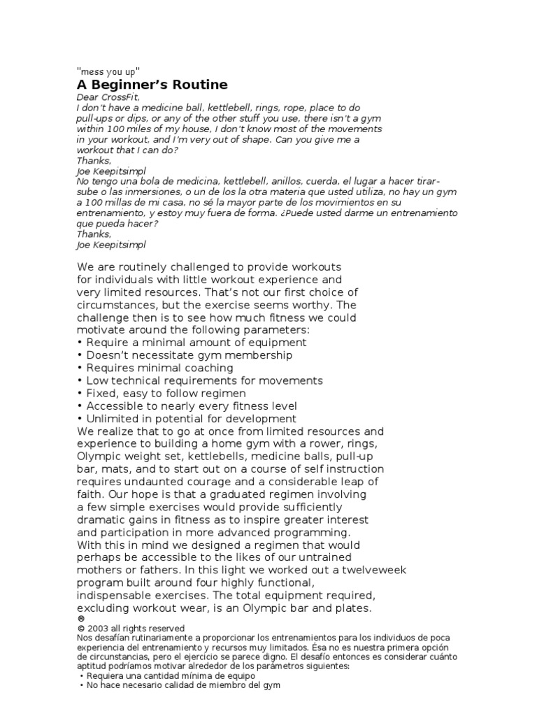 A Beginner's Routine: "Mess You Up" | PDF | Physical Exercise ...