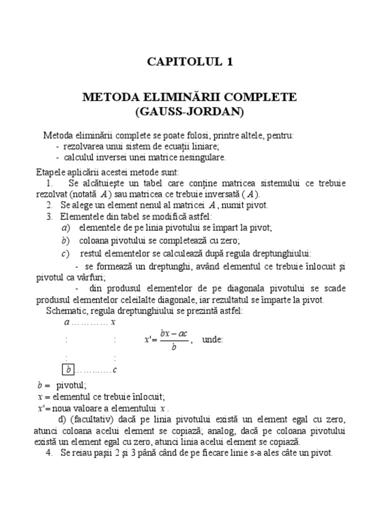 Metoda Eliminarii Complete Gauss-Jordan | PDF