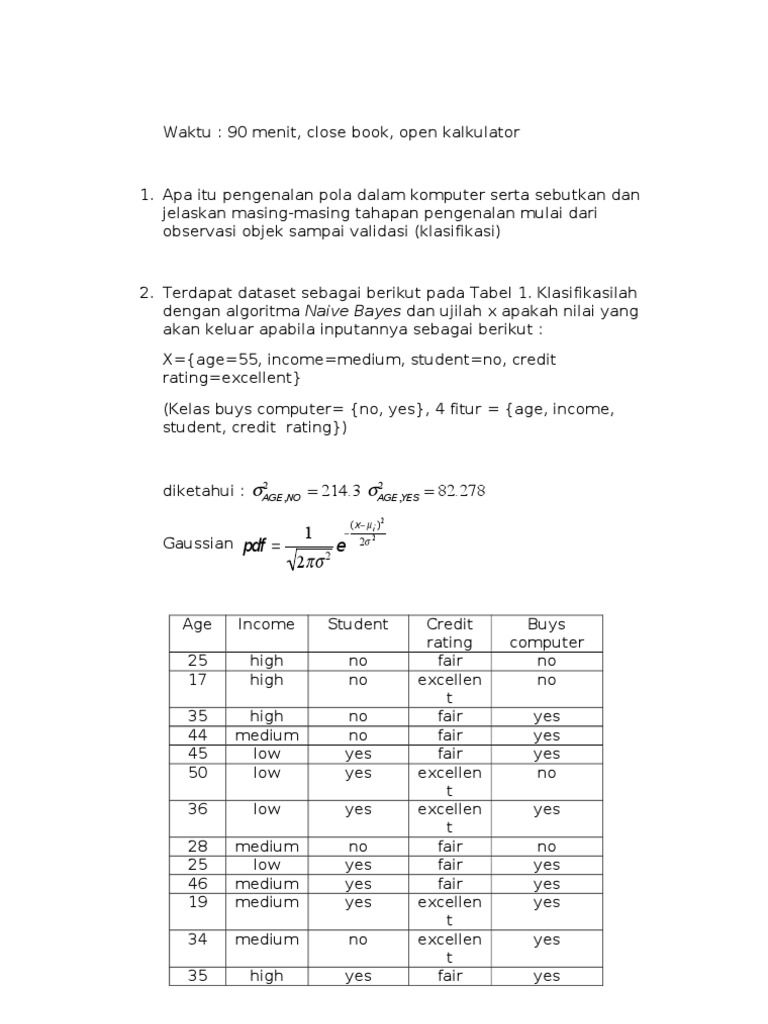 Latihan Soal Pengenalan Pola | PDF