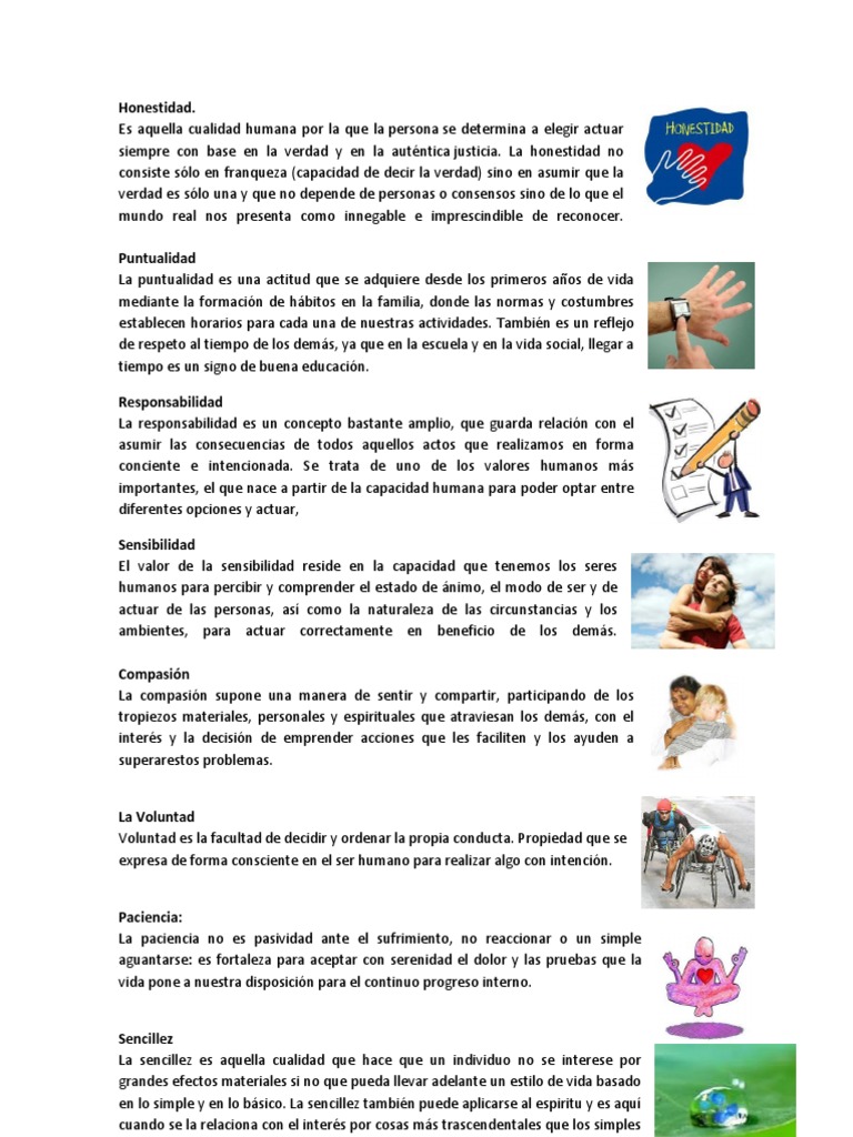 20 Valores Con Dibujo | Descargar gratis PDF | Actitud (psicología ...