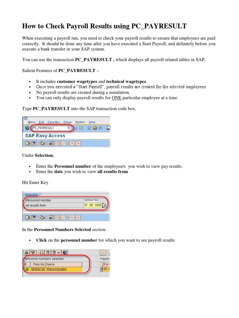 Check Payroll Results in SAP PC_PAYRESULT | PDF | Payroll | Business