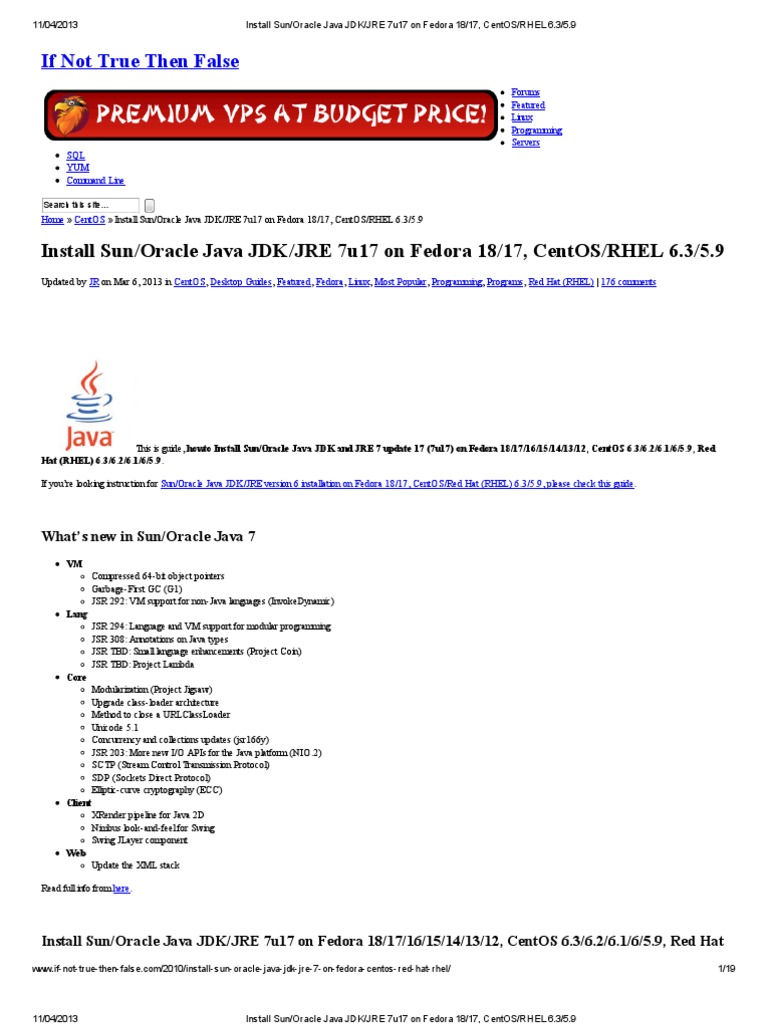 Install Sun - Oracle Java JDK - JRE 7u17 On Fedora 18 - 17, CentOS - RHEL 6.3 - 5 | PDF | Java ...