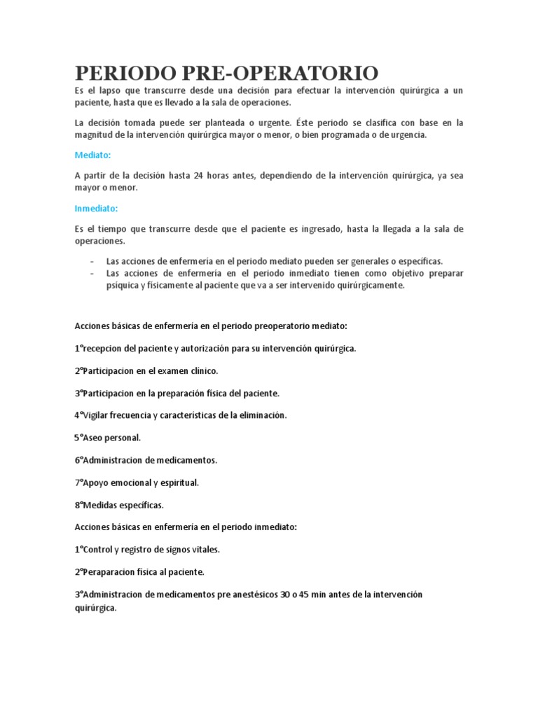 médico-quirúrgico resumen | Enfermería | Cirugía